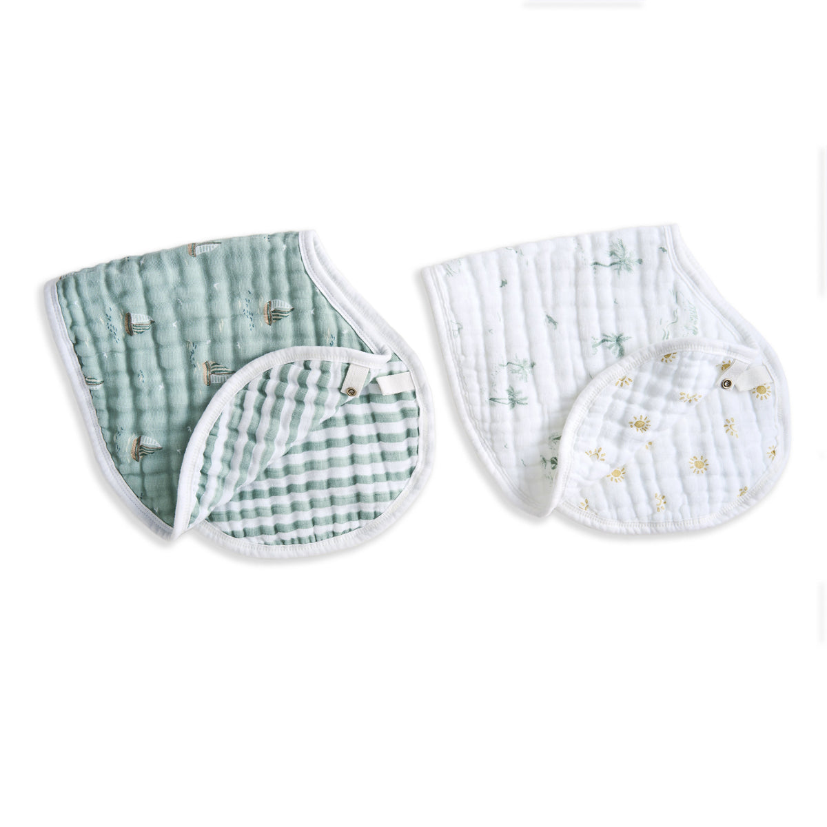 Organic Cotton Muslin 2 Pk Burpy Bibs | Sailing Seas – BabyBliss